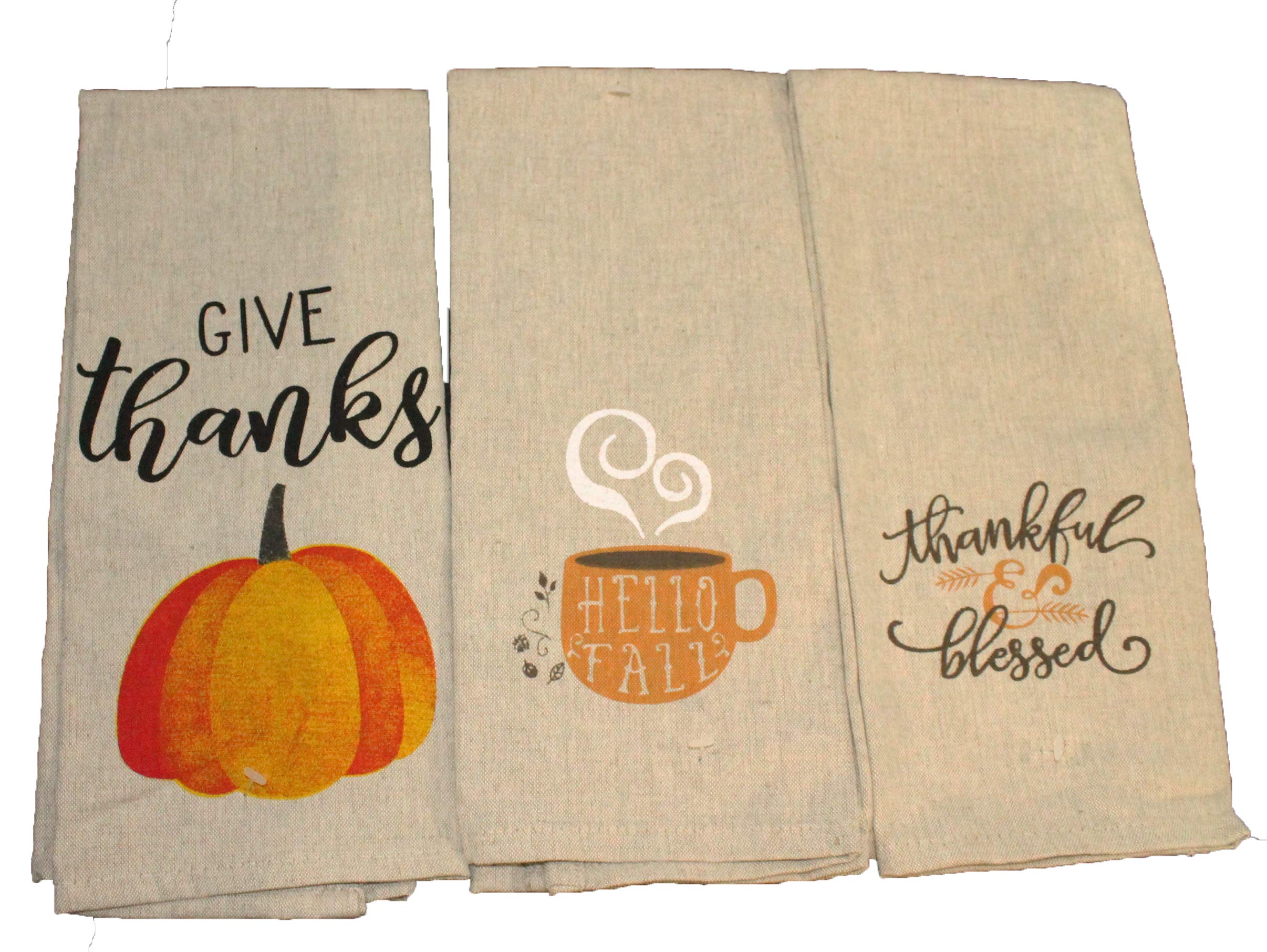 Twisted Anchor Trading Company Set of 6 Dark Linen Thanksgiving Kitchen Towels Gift Set - Fall Kitchen Towel Set - Comes in Organza Gift Bag