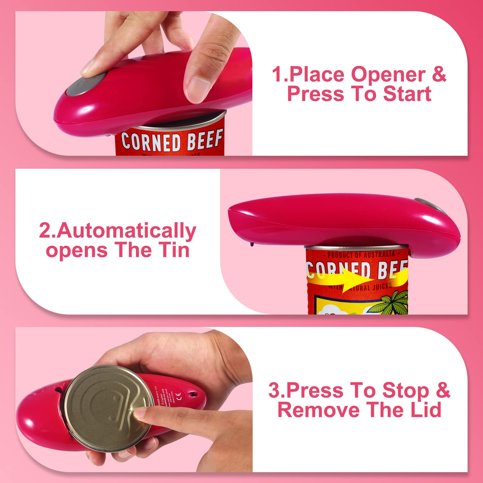 One Touch Electric Can Opener,No Sharp Edges Can Opener for Almost Size Cans,Smooth Edge,Food Safe and Battery Operated Automatic Can Opener,Senior with Arthritis,Best Gift for Women