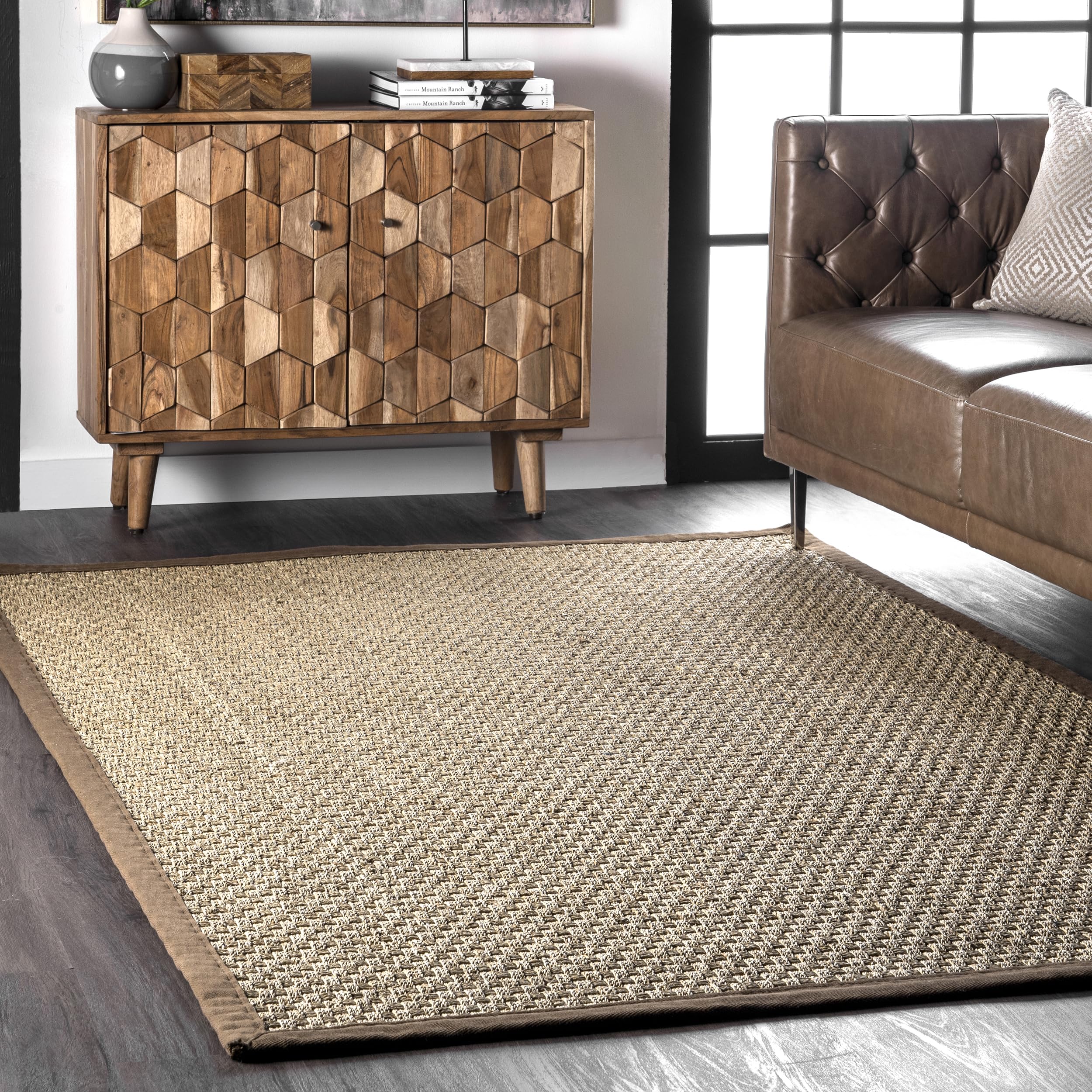 nuLOOM Hesse Checker Weave Seagrass Indoor/Outdoor Accent Rug, 2x3, Brown