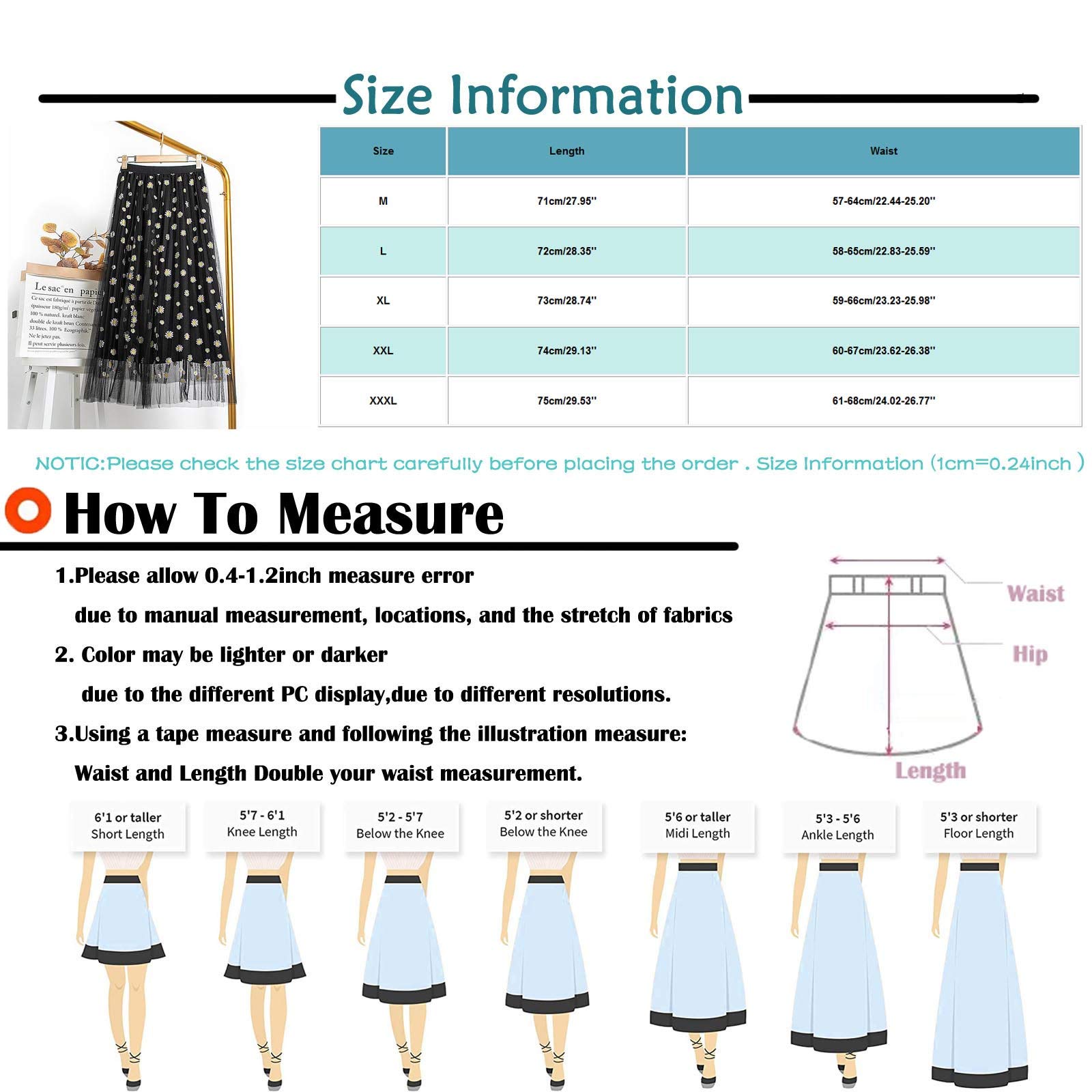 Wrap Skirt for Women Plus Size Beach Pleated Waist Floral A Line Tulle Swing Elastic Mesh Big Formal Holiday Black
