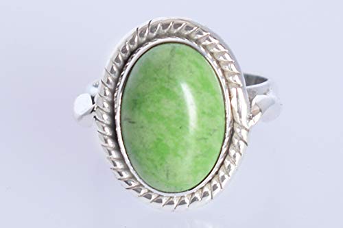 Ravishing Impressions Green Gaspeite Bridal-Wedding Unique Beautiful 925 Sterling Silver Women's Ring