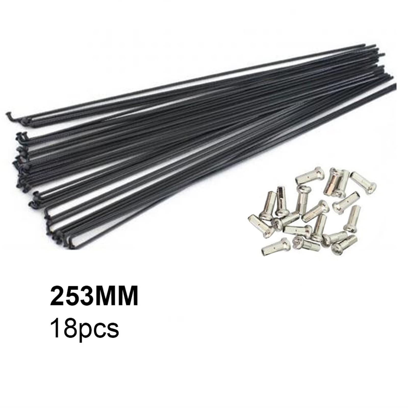 TVLAR 18Pcs 14G 251mm-269mm Mountain Bicycle Steel Spokes Bike Wheel Radius Knitting Needle Accessories with Caps Suitable 36-Hole Hub (Color : 253mm)