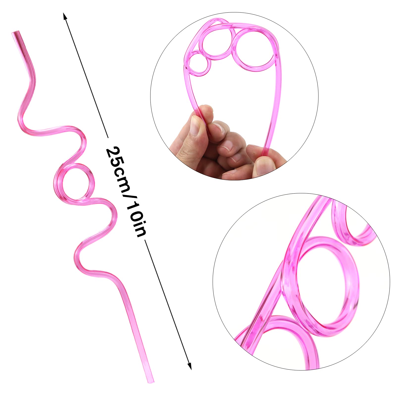 VOKOY 20pcs Crazy Loop Straws, Colorful Reusable Drinking Straws Funny Straws for Kids, Birthday Party, Parties, Carnivals