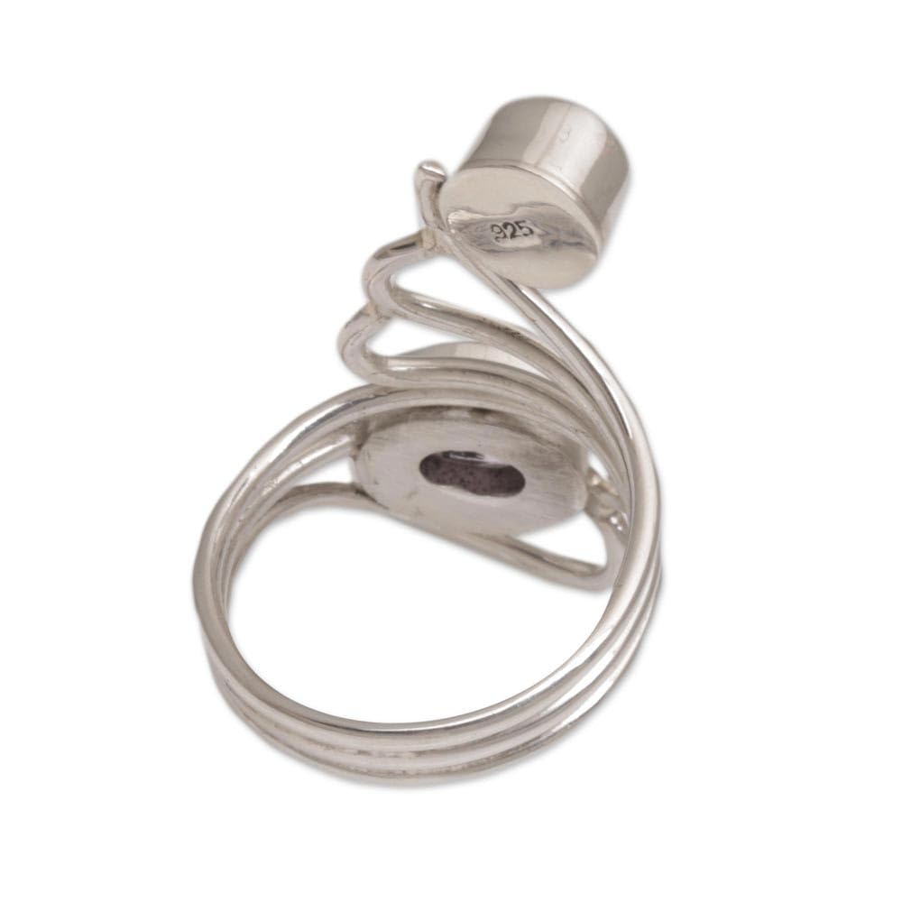 NOVICA Artisan Handmade .925 Sterling Silver Amethyst Cultured Freshwater Pearl Ring Purple White Multi Stone Wrap Birthstone 'Pure in Heart'