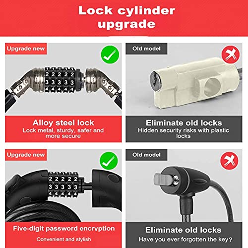 UFFD Bike Lock, Coiled Security Resettable Combo Combination,Cable Lock 6 Feet Long,Lock Bicycle Lock with Mounting Bracket (Color : Blue, Size : 12mm/120CM)