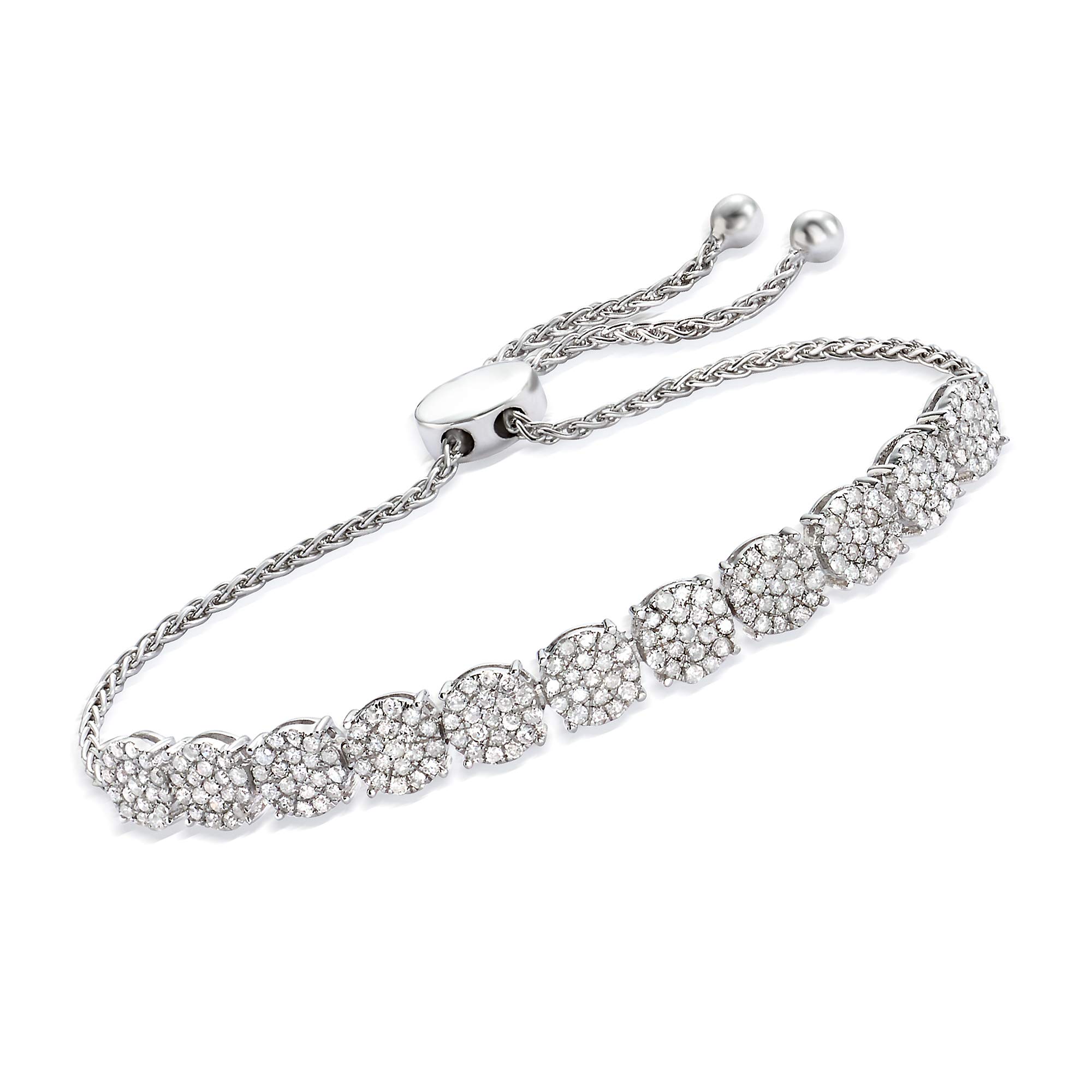 Ross-Simons 2.00 ct. t.w. Diamond Cluster Bolo Bracelet in Sterling Silver