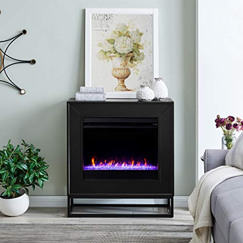SEI Furniture Frescan Color Changing Electric Fireplace, Black