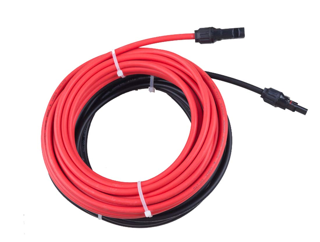 SHIERLENG 1 Pair 10AWG 10FT Solar Extension Cable with PV Male Female Connector Photovoltaic Red Black Wire (6mm2) for Solar Panel Cable Kit System (10FT)