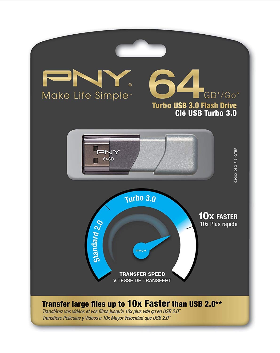 PNY 64GB USB 3.0 Flash Drive Elite Turbo Attache 3 (Five Pack) Model P-FD64GTBOP-GE Bundle with (2) Everything But Stromboli Lanyard
