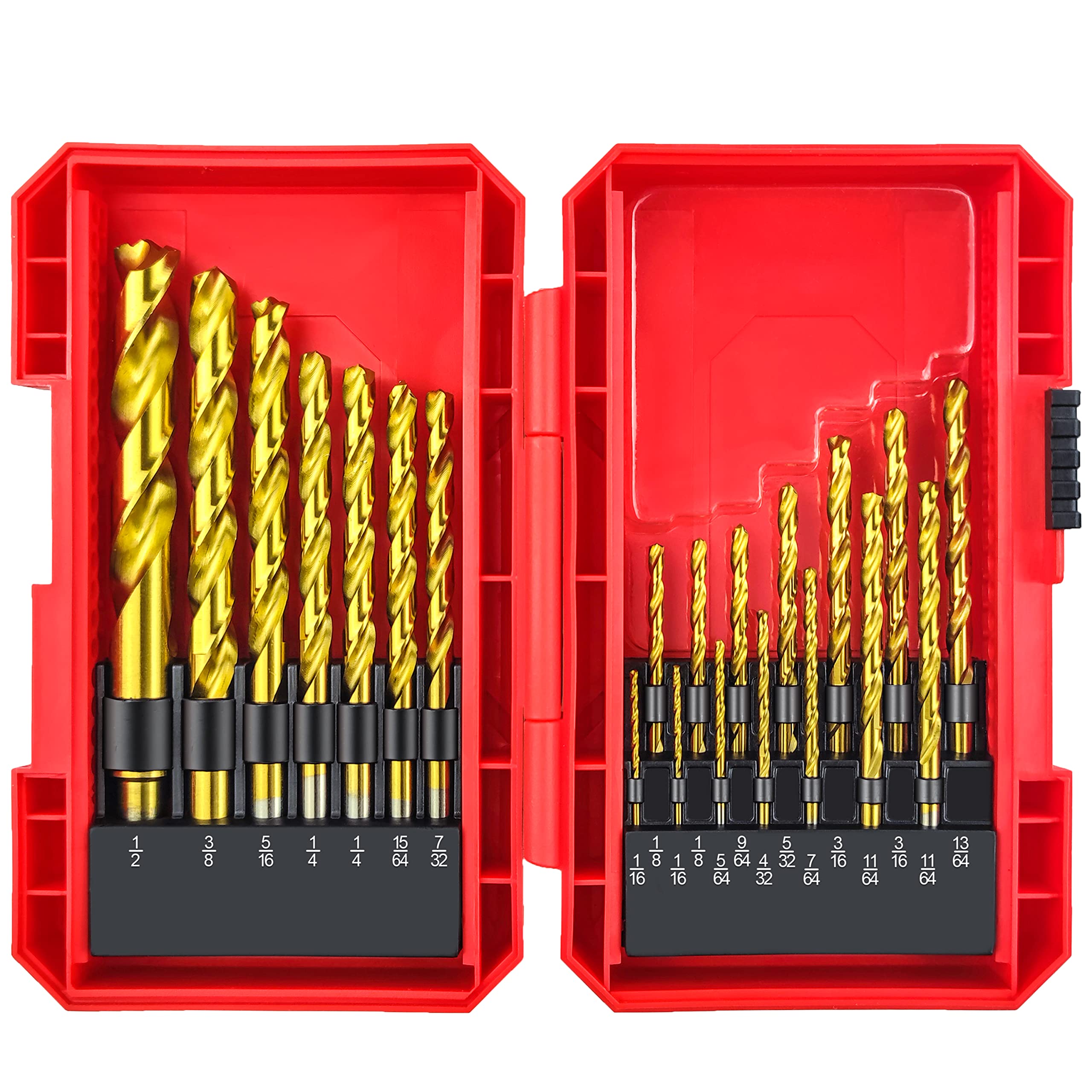 YIYITOOLS Titanium Twist Drill Bit Set 21 Piece Fit for Cutting Hard Metals,Such as Stainless Steel, Aluminum Alloy and Titanium Alloy 21 Pieces