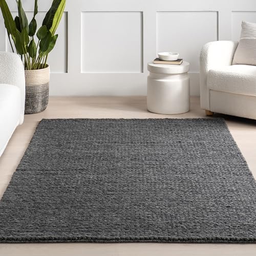 nuLOOM 9x12 Penelope Wool Braided Handmade Area Rug, Off White, Solid Rustic Farmhouse Style, For Bedroom, Living Room, Hallway, Entryway