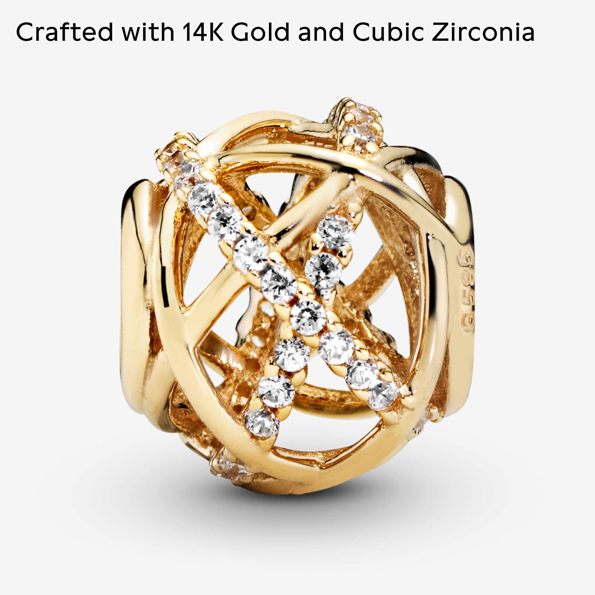 Pandora Jewelry Sparkling and Polished Lines Cubic Zirconia Charm in Gold 14K