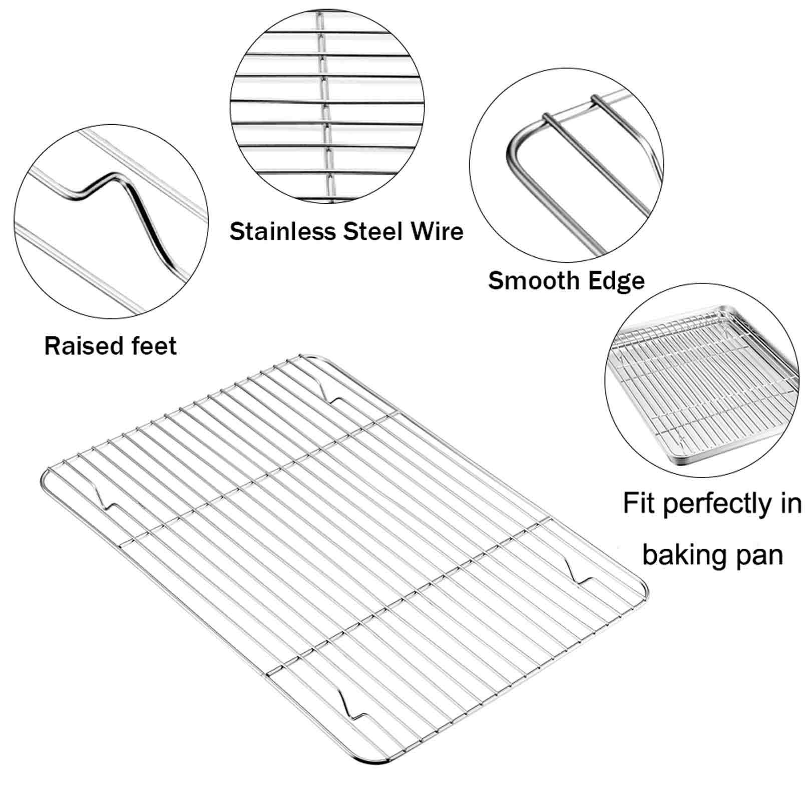 TeamFar Baking Sheet with Rack Set (2 Pans + 2 Racks), Stainless Steel Baking Pan Cookie Sheet with Cooling Rack, Non Toxic & Healthy, Easy Clean & Dishwasher Safe - 4 Pack
