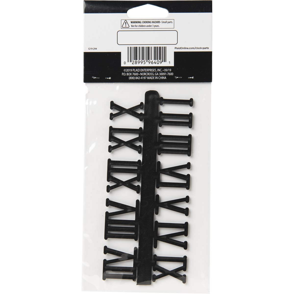 Plaid Black Roman Numeral Clock Numbers, 12 PC