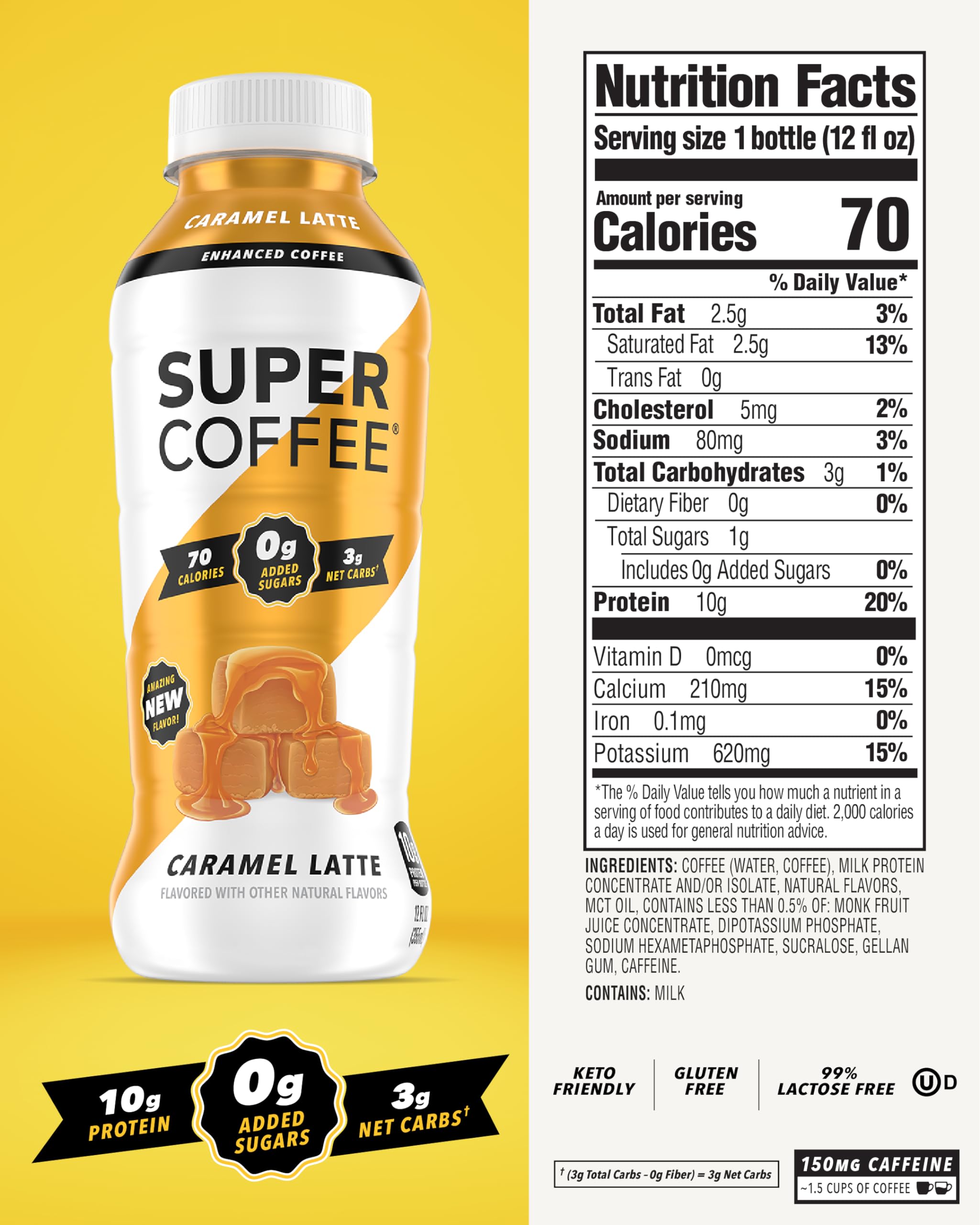 Super Coffee, Iced Keto Coffee (0g Added Sugar, 10g Protein, 80 Calories) [Variety Pack] 12 Fl Oz, 12 Pack | Iced Coffee, Protein Coffee, Coffee Drinks - LactoseFree, SoyFree, GlutenFree