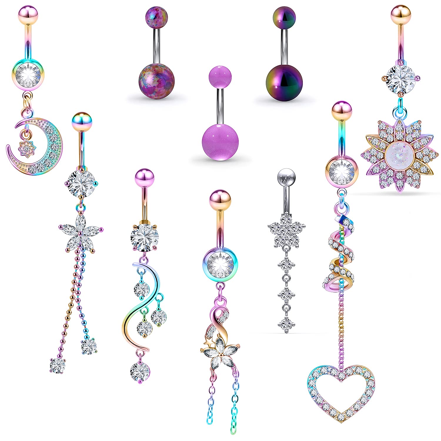 Tkzndnm Belly Button Ring Belly Rings Belly Button Rings Belly Ring Belly Button Ring Surgical Steel Belly Piercing Belly Rings For Women Dangle Belly Button Rings Belly Button Piercing