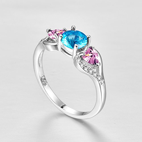 Psiroy 925 Sterling Silver Plated Simulated Blue Topaz 3 Stone Ring Size 12