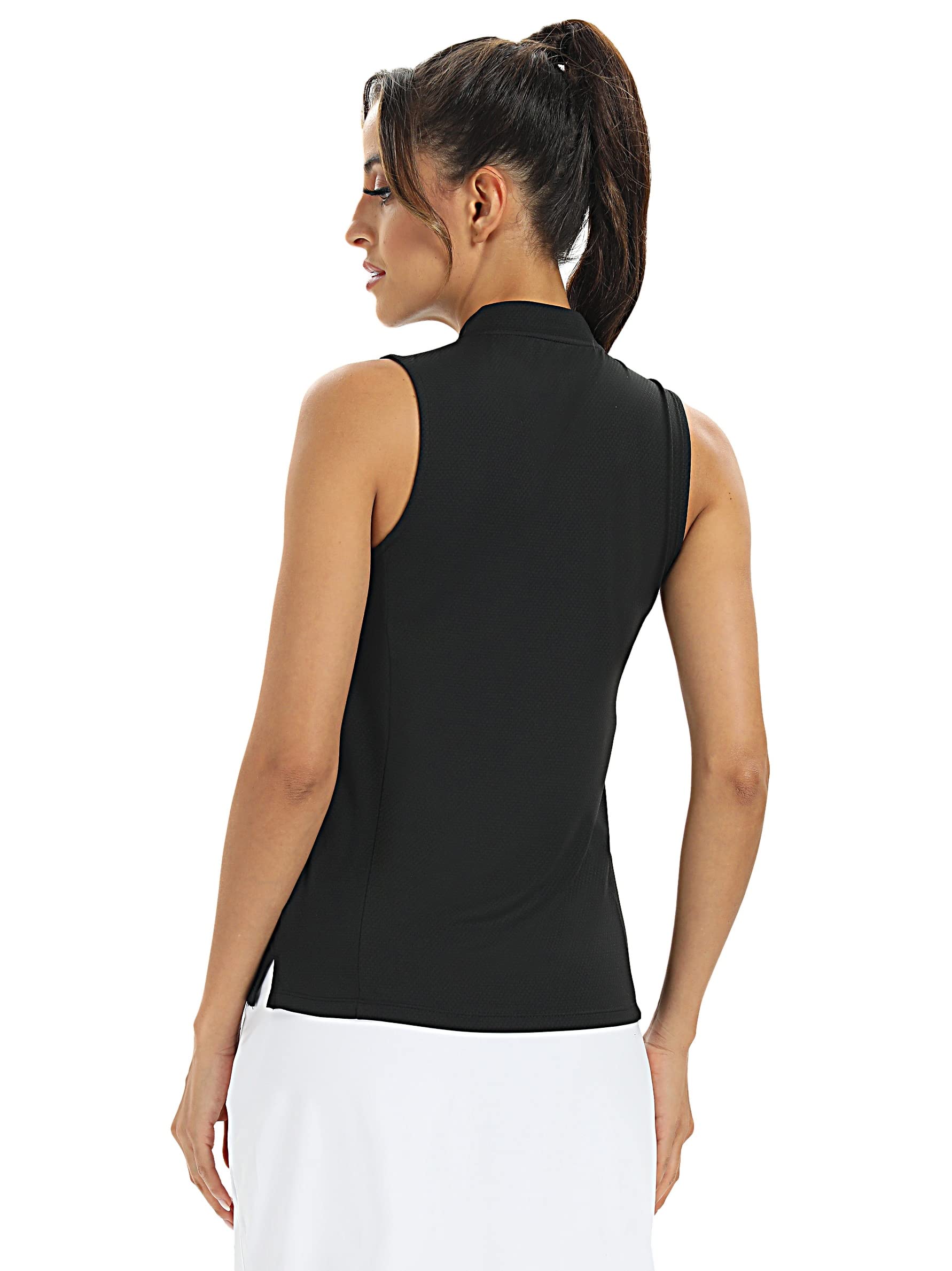 Womens Sleeveless Golf Polo Shirts Lightweight Tennis Sport Tops Black XL