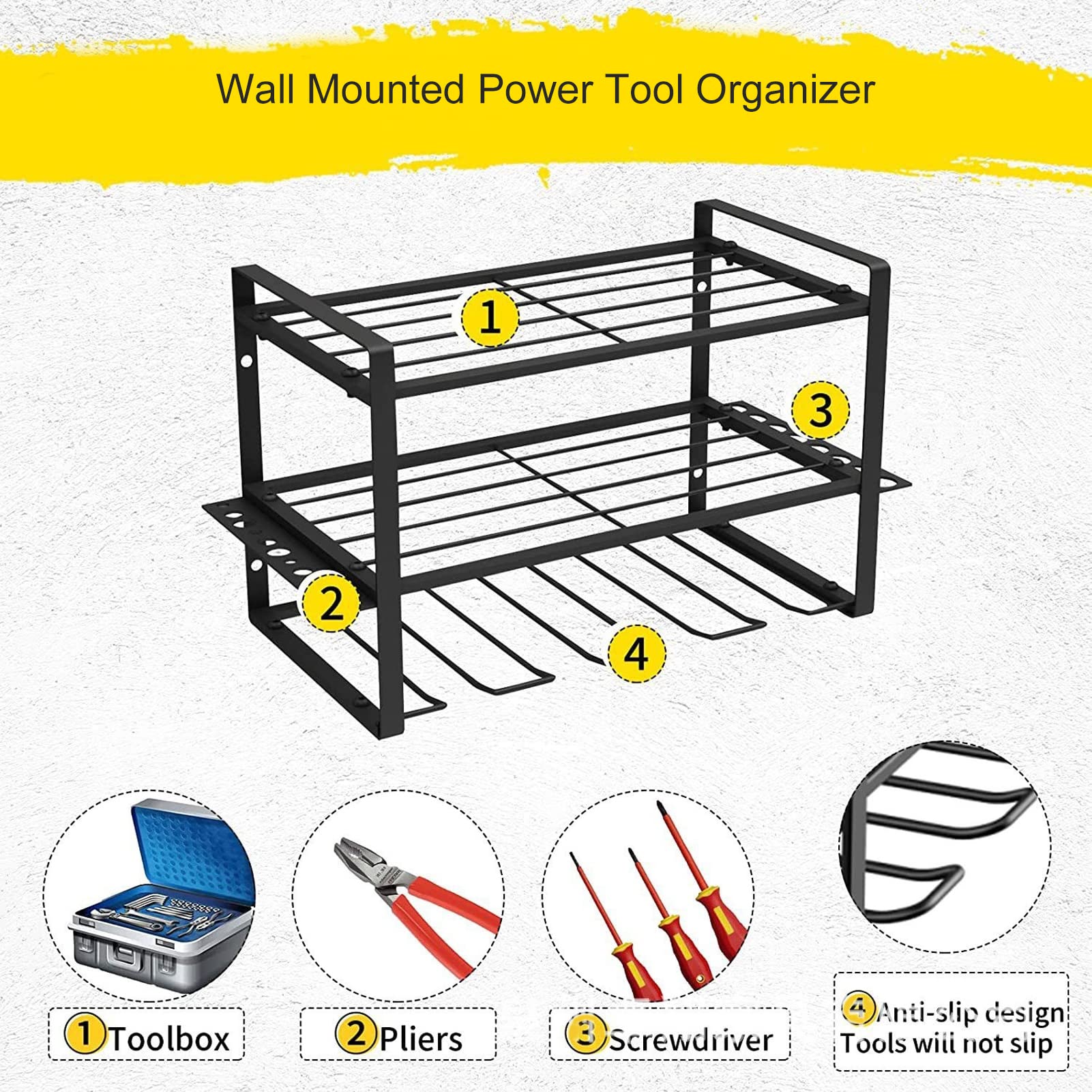Wall Mounted Power Tool Organizer Electric Drill Tool Holder Cordless Drill Shelf Support for Tool Storage Drill Storage