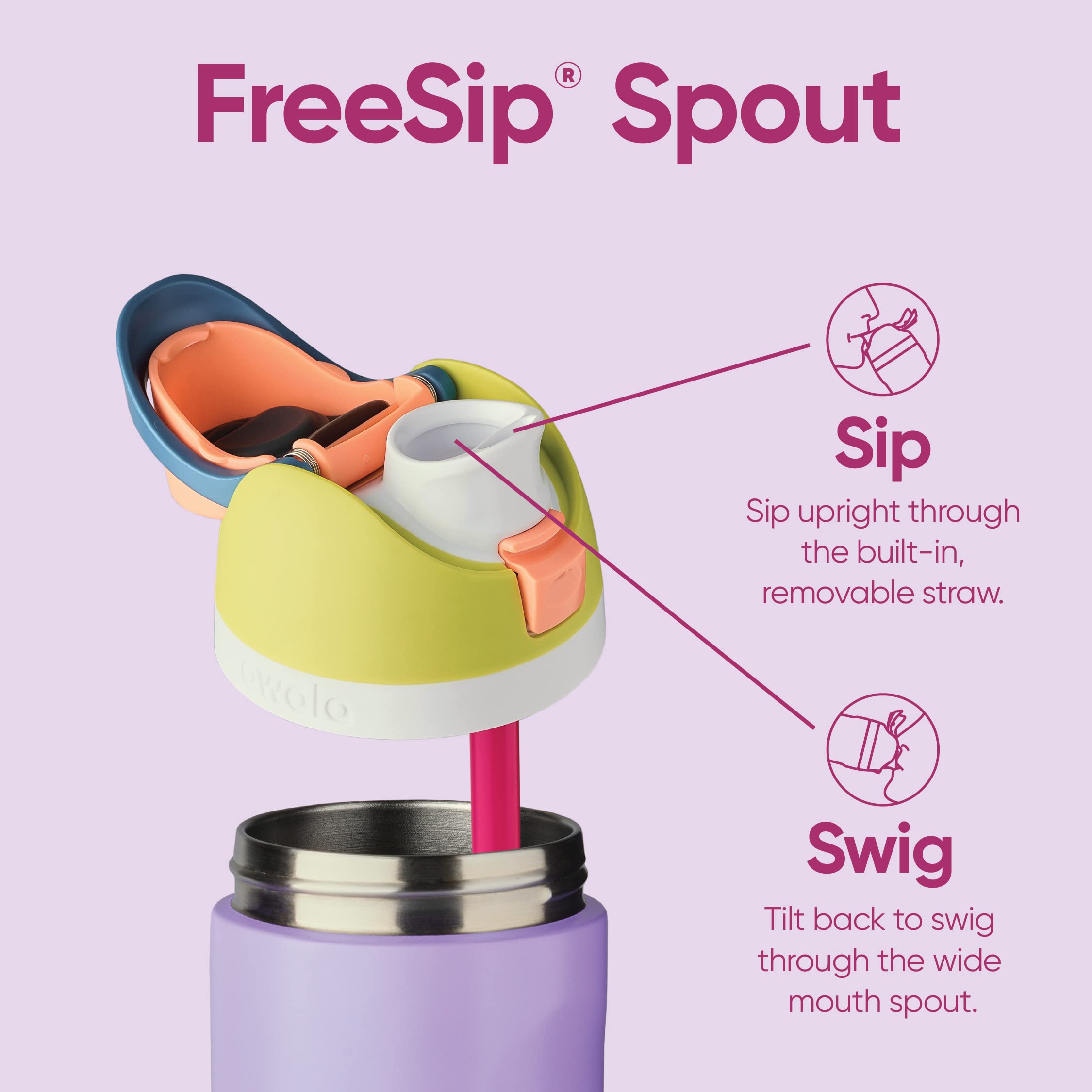 Owala FreeSip Insulated Stainless Steel Water Bottle, 32-Ounce, Shy Marshmallow & Silicone Water Bottle Boot, Blue