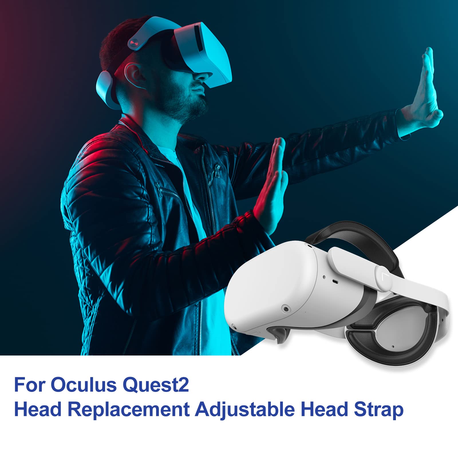 VR Replacement Head Strap for Oculus Quest 2,Ergonomic Comfortable Design Headset Adjustable Replacement Accessory for Quest 2 Elite Strap Lightweight Wear to Gaming/Movies