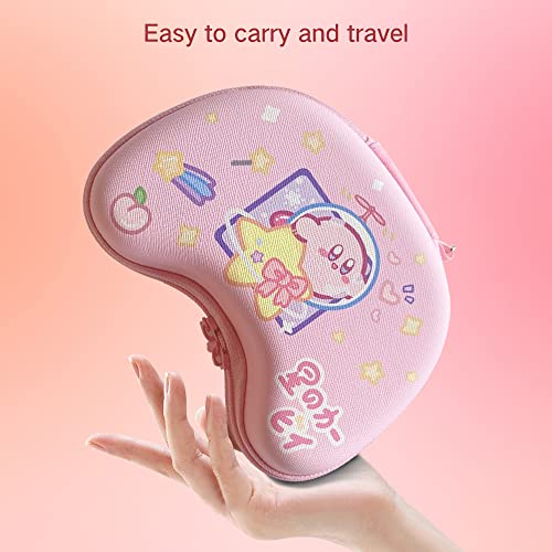 PERFECTSIGHT Carrying Travel Storage Case Compatible with Switch Pro Controller, PS5/ PS4 Controller, Xbox Controller, Portable Compact Hard Shell Protective Cover Bag for Kirbi Fans