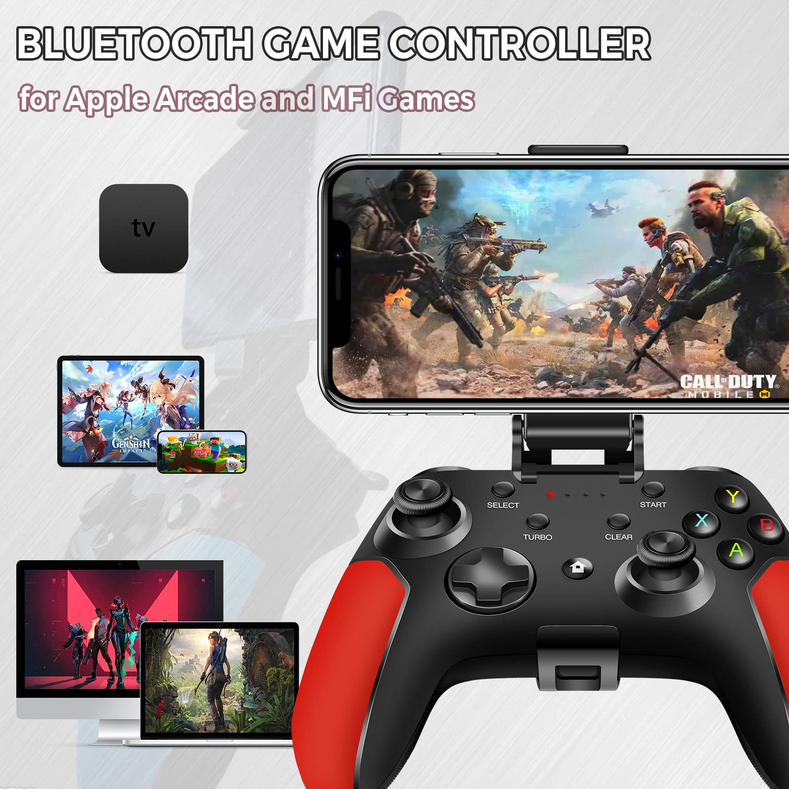 Wuzcon Wireless Controller for iPhone/Android/Windows/macOS/Steam Deck/Switch, Bluetooth Mobile Gaming Controller Gamepad for XBox Cloud Gaming and PS Remote Play