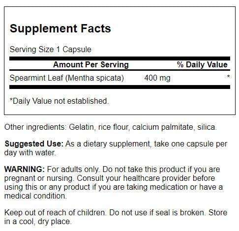 Swanson Spearmint Leaf (Mentha Spicata)-Full Spectrum Herbal Supplement Supporting Digestive Health '&' Mild Stomach Issues - (60 Capsules, 400mg Each) 2 Pack