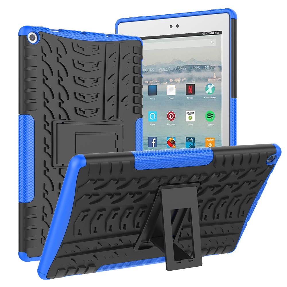 ROISKIN for Amazon Fire HD 10 Tablet Case (2019/2017 Released 9th/7th Generation), [Kickstand Feature] Dual Layer Heavy Duty Shockproof Impact Resistance Protective Case for Kindle Fire HD 10,Blue