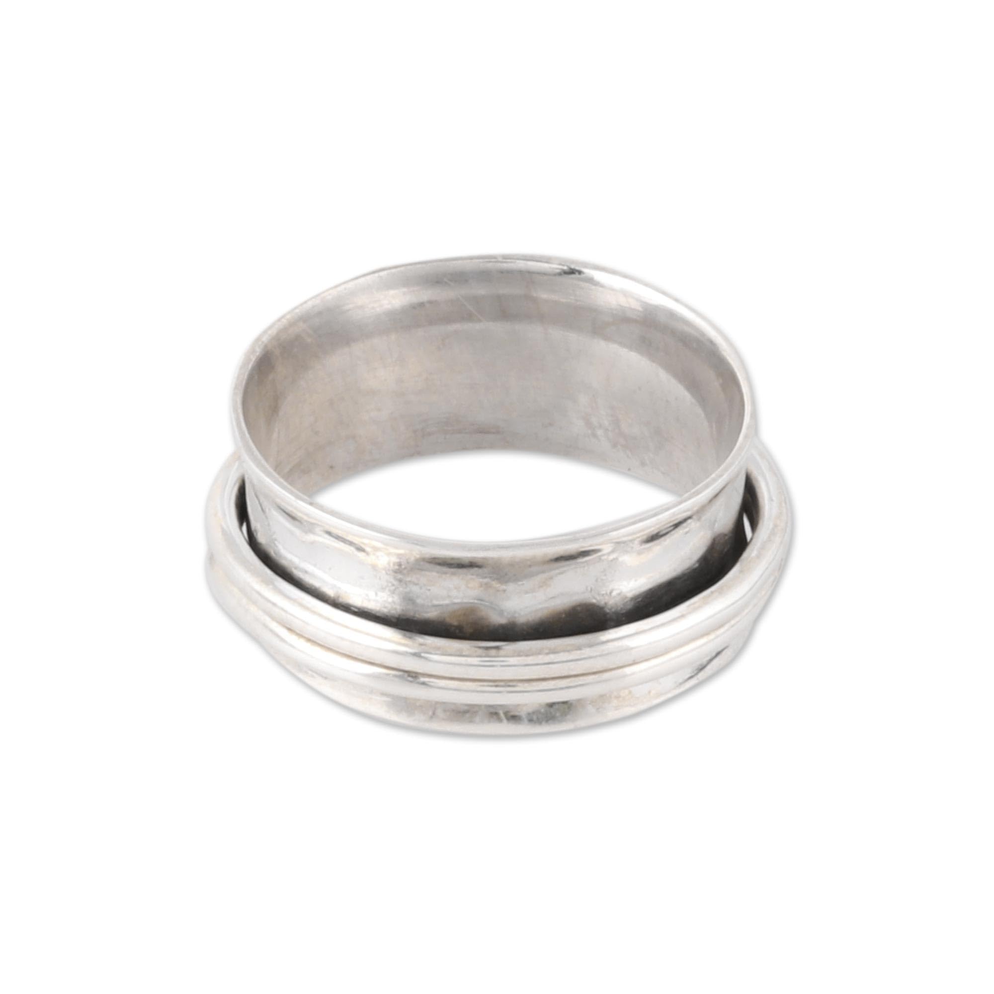 NOVICA No Stone .925 Sterling Silver Band Ring 'Elegant Rotation'