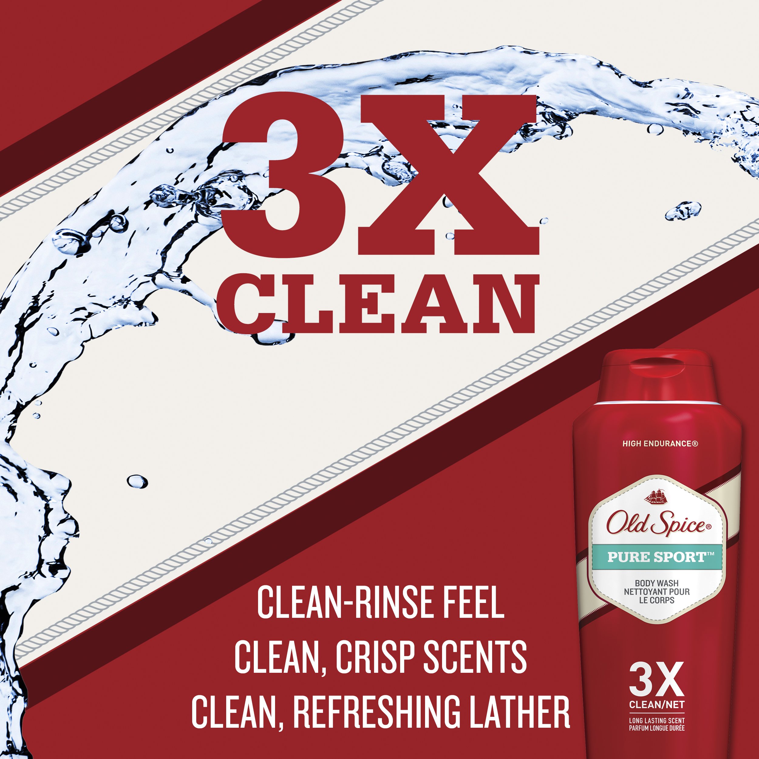 Old Spice High Endurance Pure Sport Scent Body Wash for Men, 18 oz