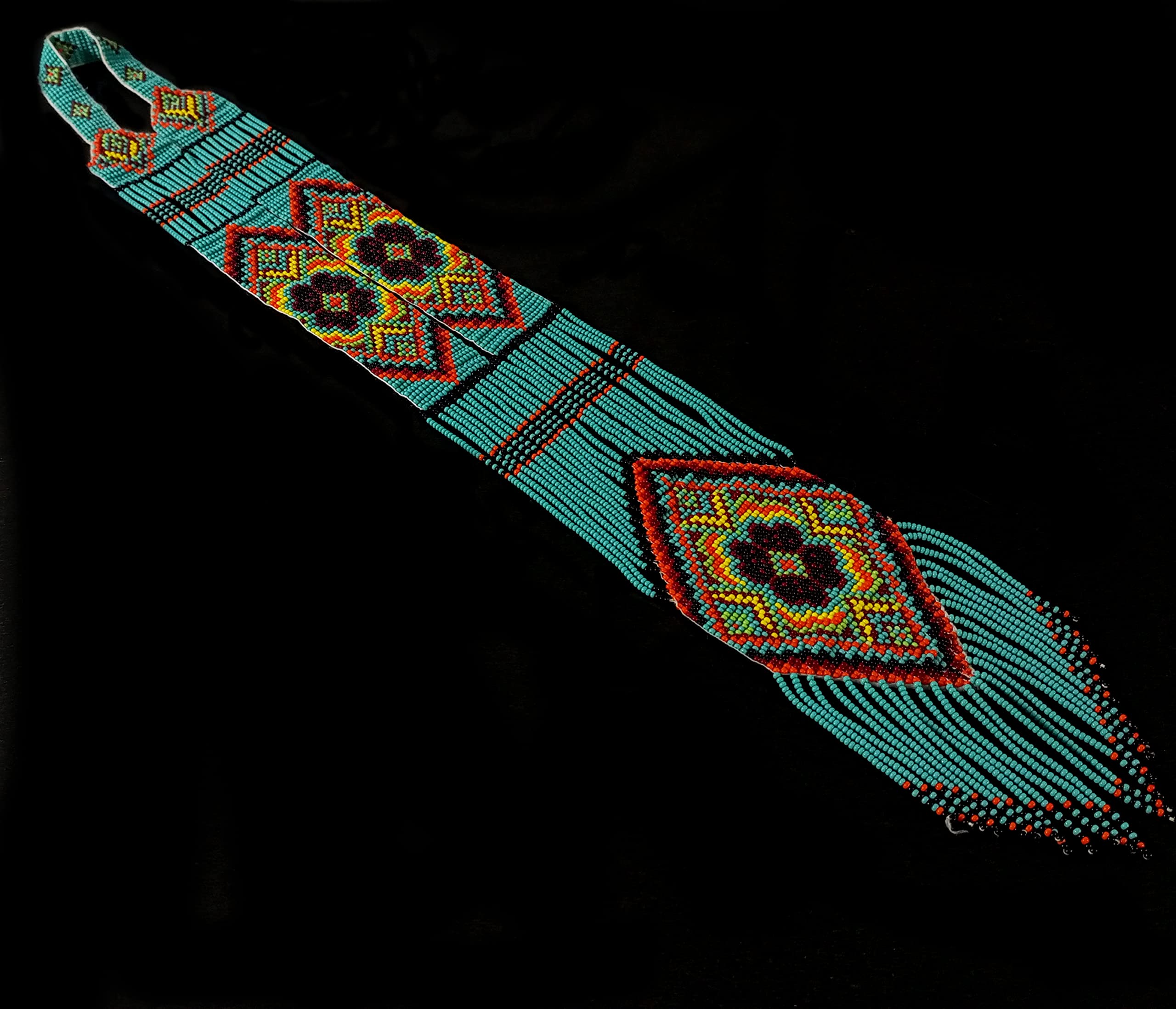 Weavish Native American Style beaded necklace for women Boho Statement Designer Jewelry Handmade Seed bead Long with earrings and Bracele (Turquoise)