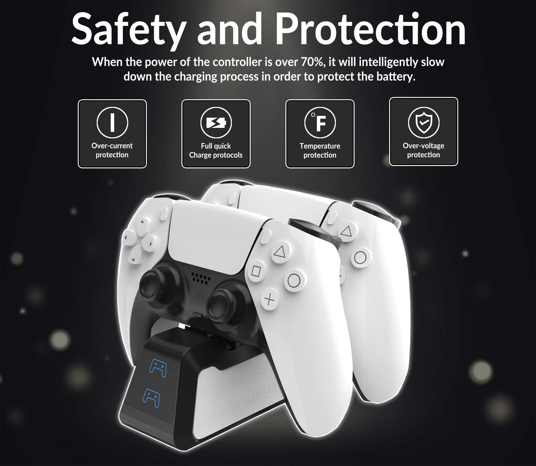 Real 2500mA PS5-Charging-Station Skyview PS5-Fast-Charger Sense-Controller-Charger PS5-Controller-Charger-Station