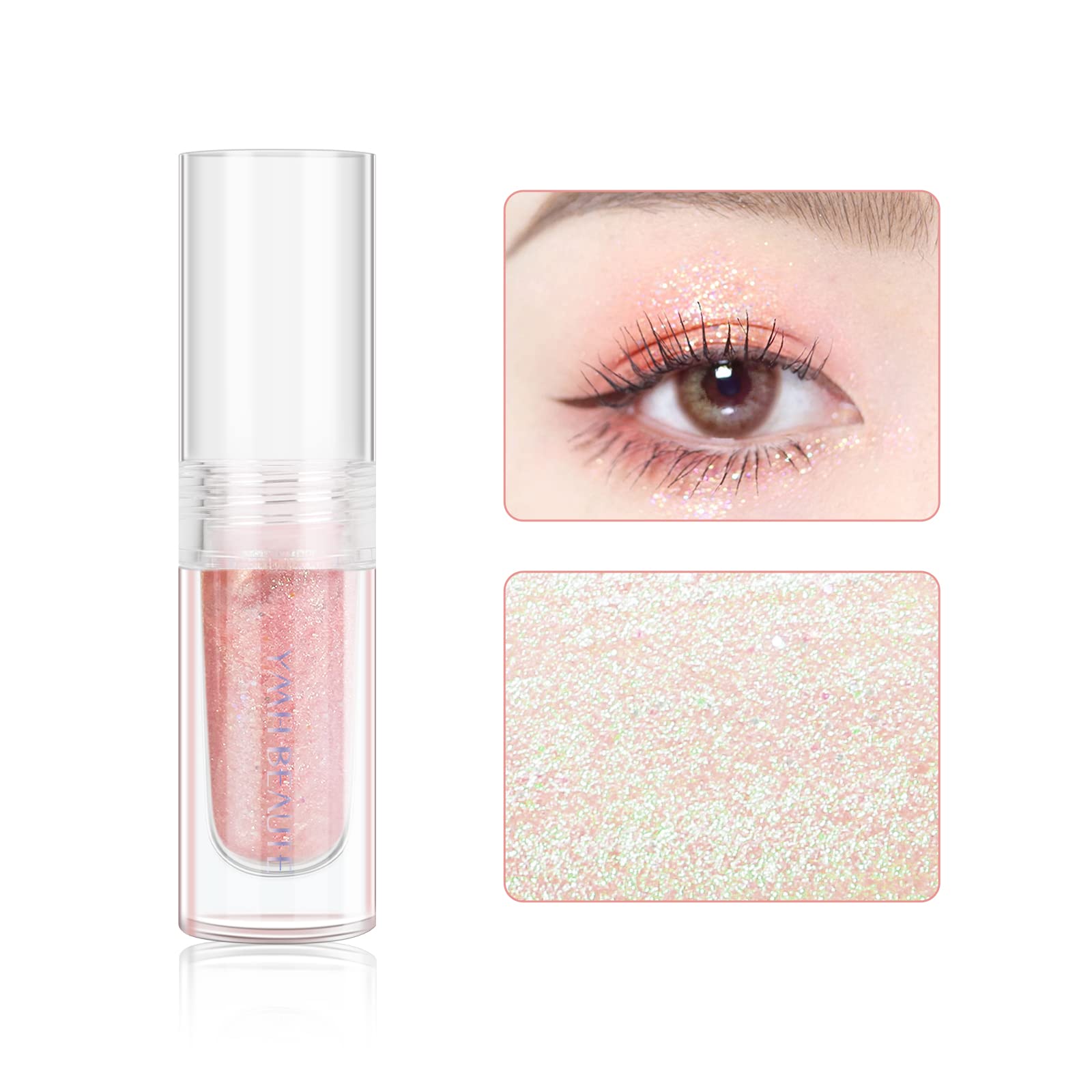 YMH BEAUTE Liquid Glitter Eyeshadow, Pigmented, Long Lasting, Quick Drying, Easy to Apply, Loose Glitter Glue for Eye Crystals Makeup (Purple - Green 05)