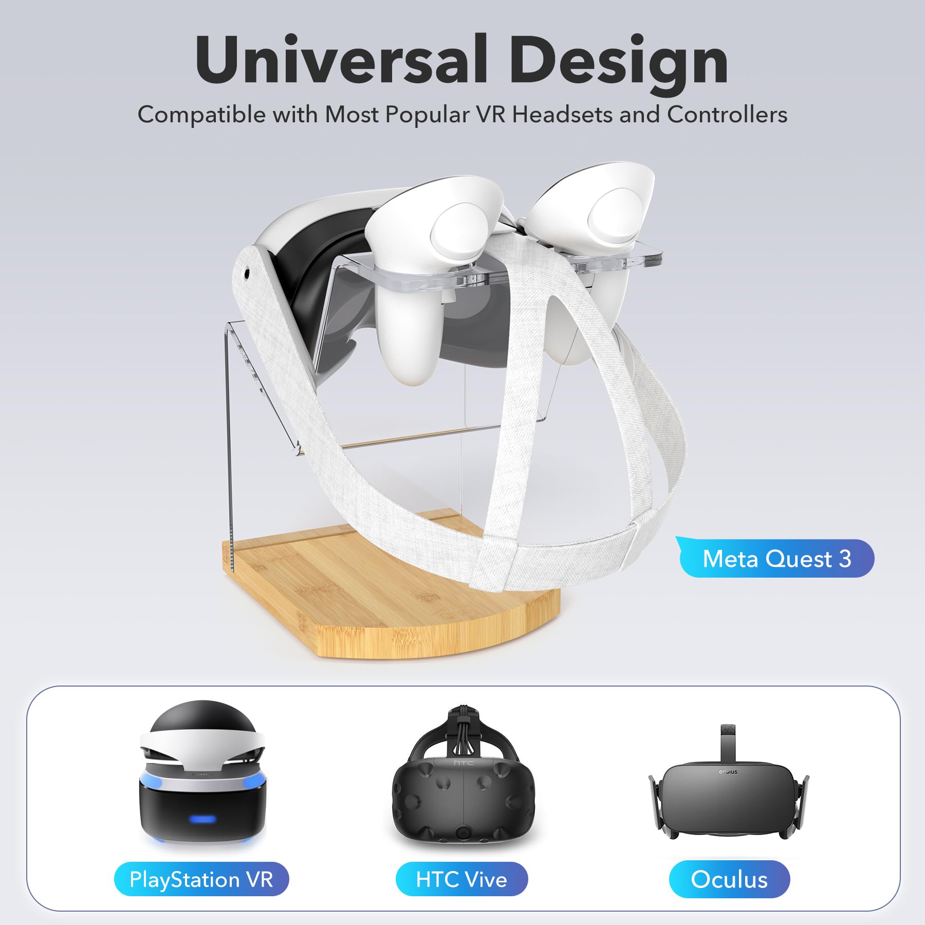 VRMASTER VR Stand Accessories Compatible with Quest Meta Quest 3 Acrlic Display Holder for Quest 2 Touch Controllers Accessories
