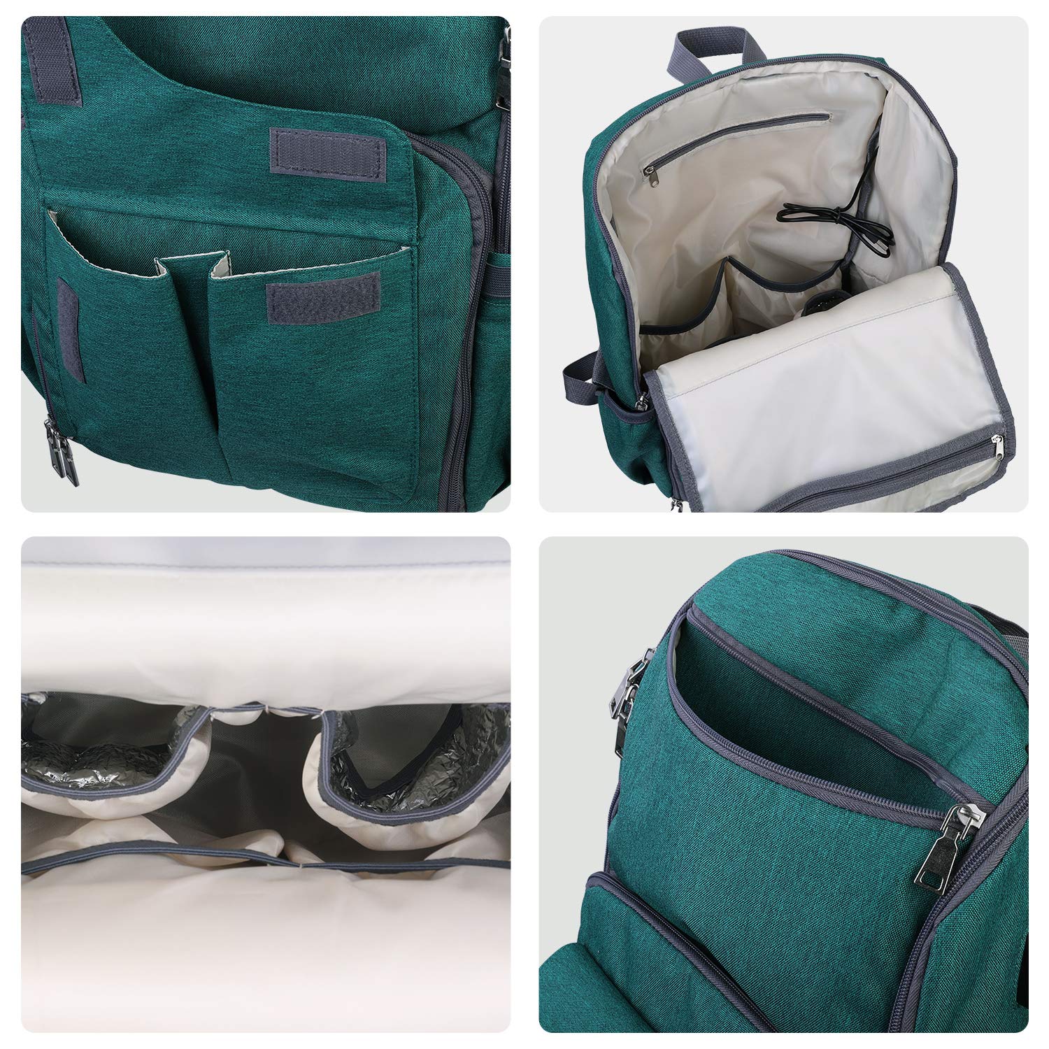 Rojohri Practical Diaper Travel Backpack-Large Multifunctional Baby Bag for Mom and Dad-Compartments for Organizing Essentials, Insulated Pockets- Lightweight and Waterproof Fabric- Teal Blue