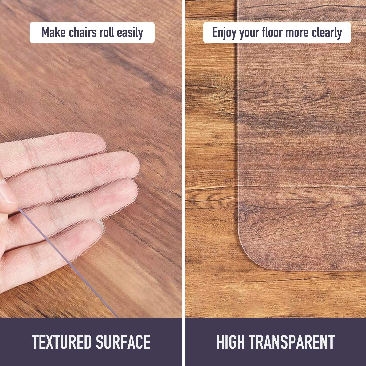 Office Chair Mat Chair Mat for Hardwood Floor Crystal Clear Office Mats for Rolling Chairs Desk Chair Mat 35"×47"-1.5mm Thick