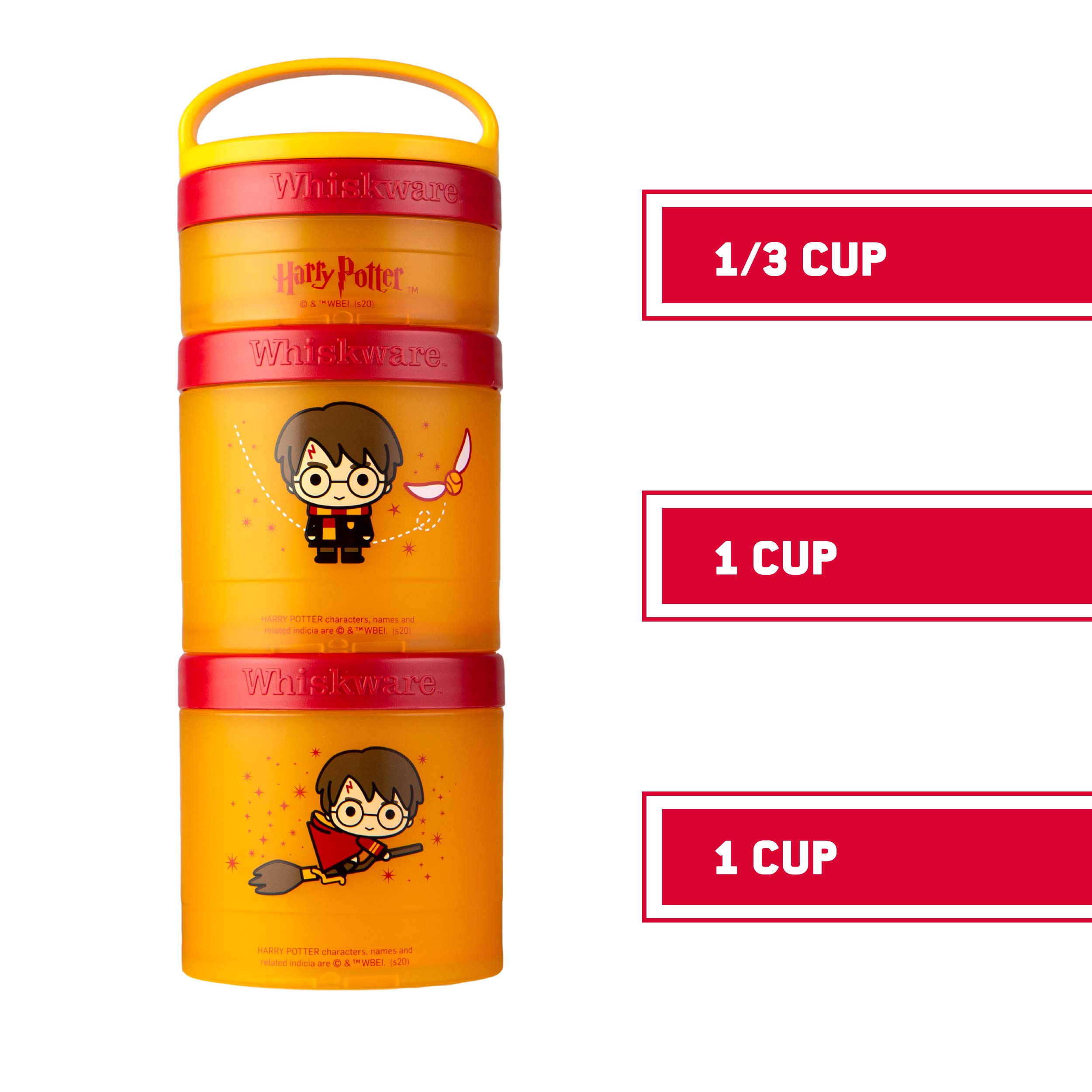 Whiskware Harry Potter Stackable Snack Containers for Kids and Toddlers, 3 Stackable Snack Cups for School or Travel, Dumbledore and Hedwig