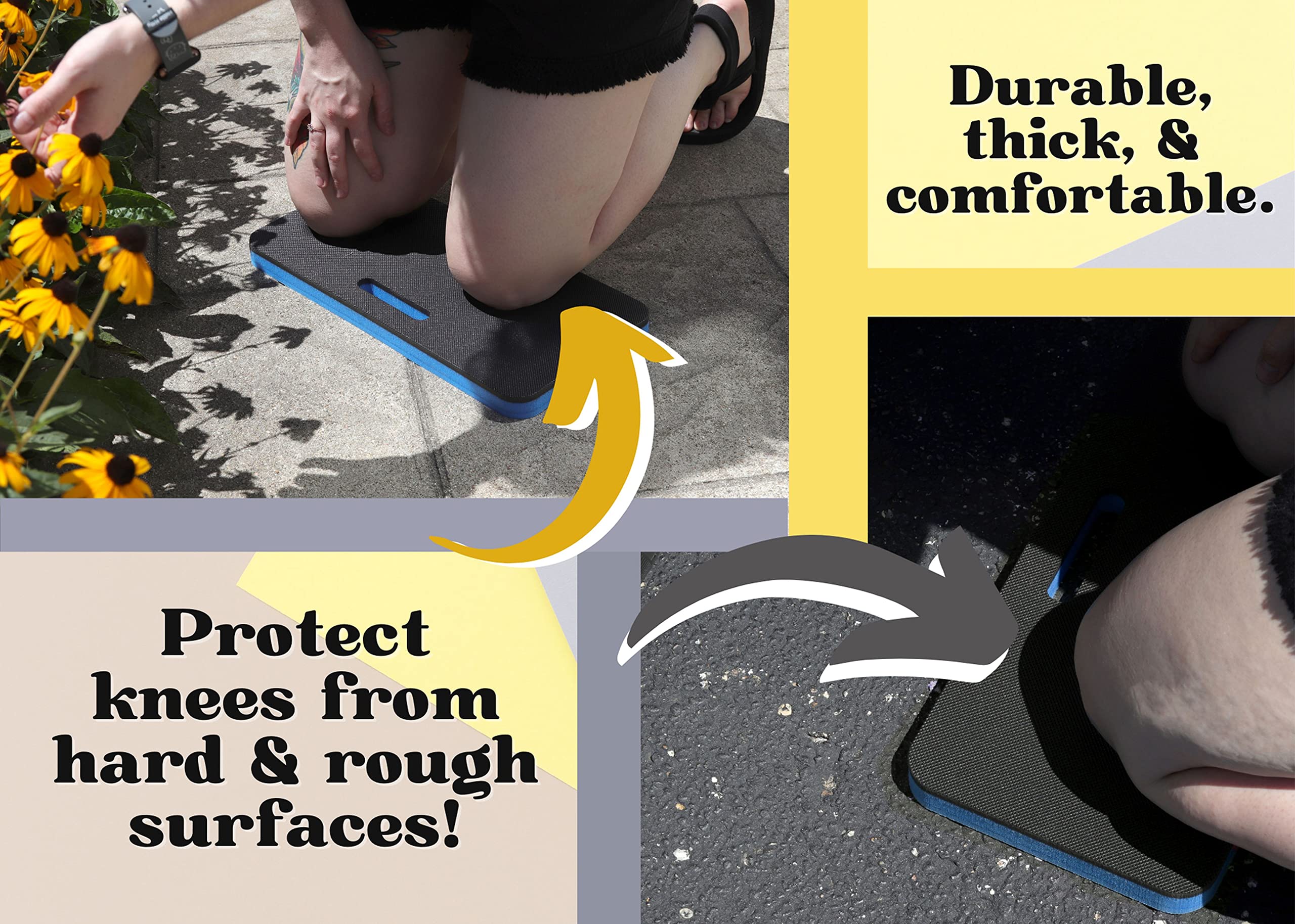 Polar Whale 2 Portable Knee Cushions Blue and Black for Home Garden Work Automotive Workshop and More Durable Thick Comfortable High Density Waterproof Foam 16 x 8 Inches Kneeling Pad