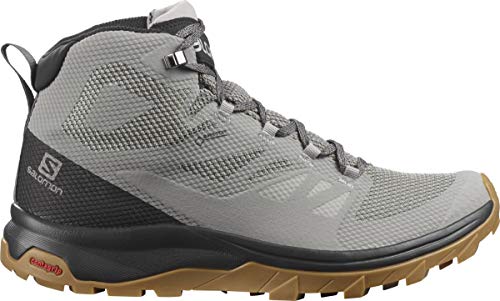 Salomon Outline Mid Gore-TEX Hiking Boots for Men, Frost Gray/Black/Alloy, 7