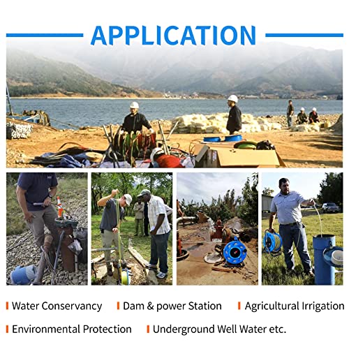 Water Level Meter Water Depth Gauge Water Level Gauge with Fixed Probe and Steel Tape for Water Well Measurement (100m)