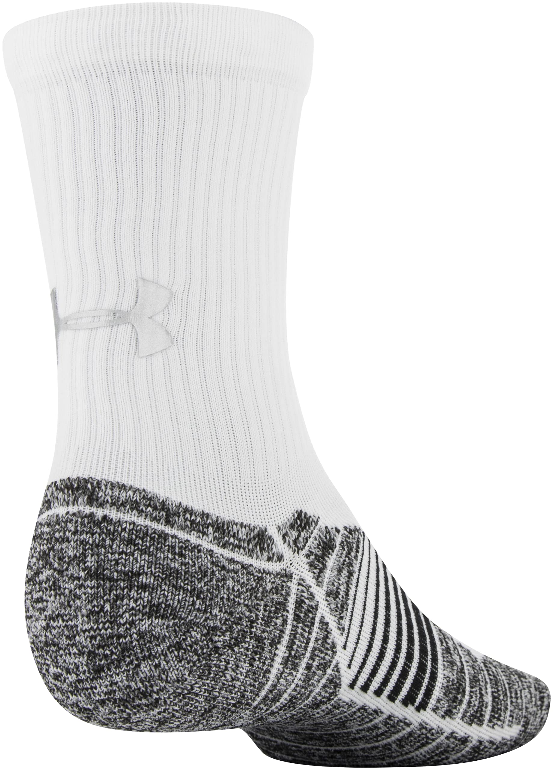 Under Armour Adult Elevated+ Performance Crew Socks, 3-Pairs, White/Halo Gray Assorted, Large