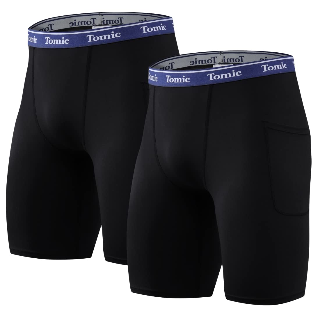 Tomic Youth Boys' Compression Shorts Performance Athletic Base Layers for Boys Sport Pants Tights Leggings Underwear 2-3Pack Grey/Royal Blue M