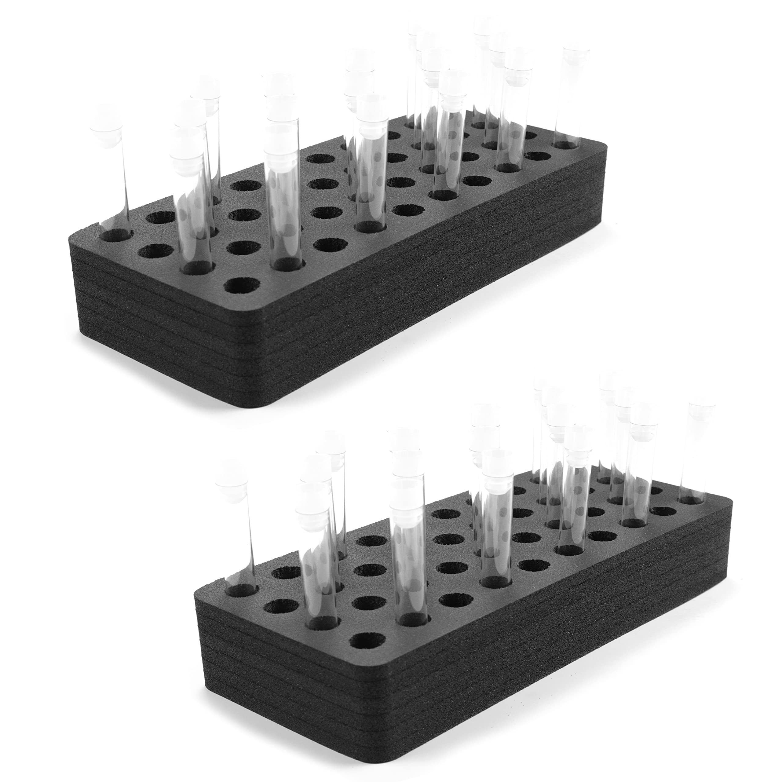 Polar Whale 2 Test Tube Racks Durable Black Foam Storage Holder Organizer Stand Transport Holds 40 Tubes Fits up to 18mm Diameter