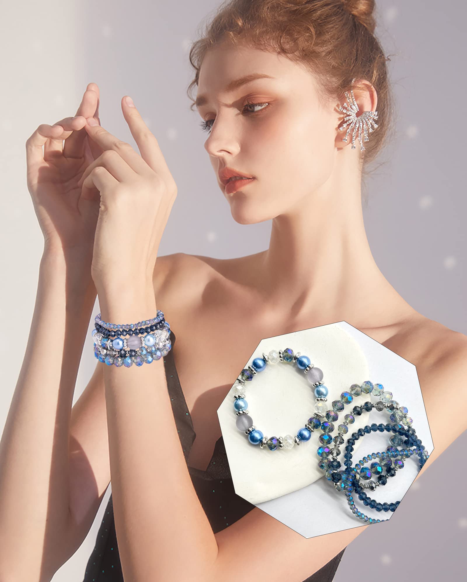 WAINIS Beaded Boho Stretch Bracelet Colorful Stackable Crystal Beads Bracelets Trendy Costume Jewelry Mothers Day Gifts for Women