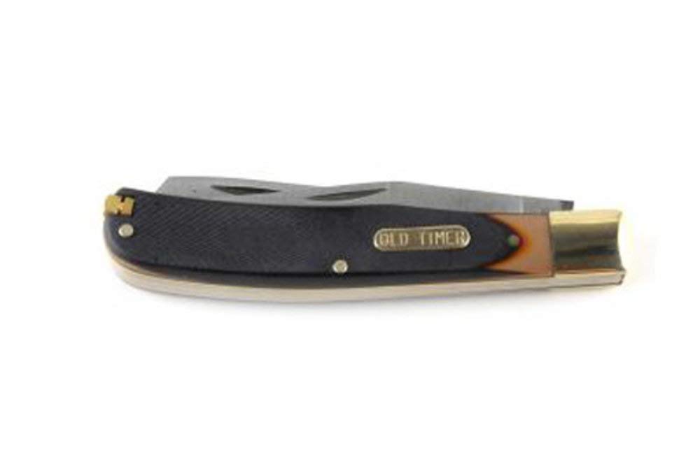 Old Timer 96OT Bearhead Trapper 7.4in Traditional Folding Pocket Knife with 2 High Carbon SS Blades, Sawcut Handle, Tweezers, and Convenient Size for EDC, Hunting, Camping, Whittling, and Outdoors