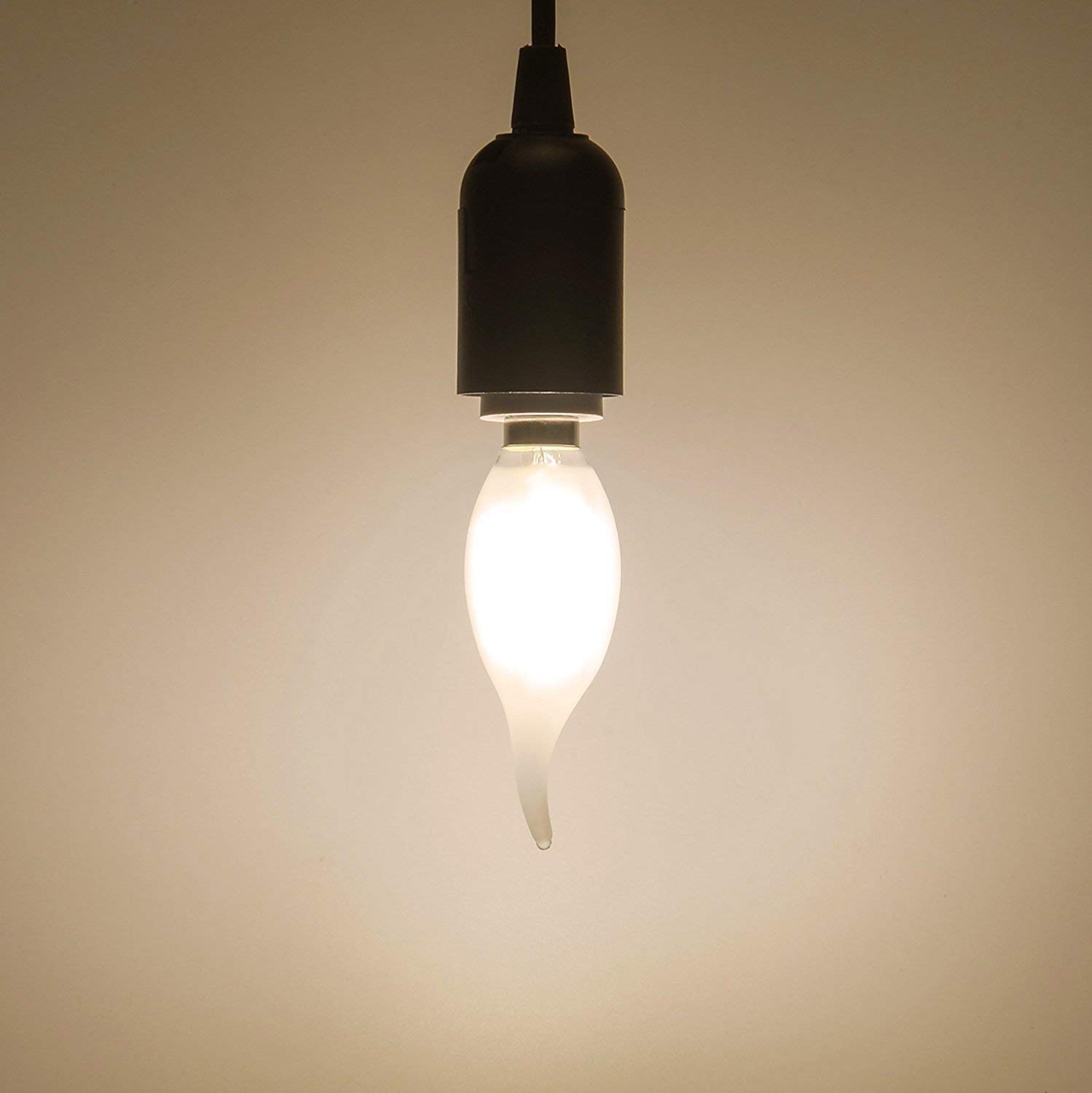 PANLAVIE LED Candelabra Bulb 6W Dimmable, 60W Equivalent, Vintage Classic Edison Style, Frosted Glass Light Bulbs, C35/CA10 Flame Tip, E12 Base, Soft White 2700K, Pack of 3