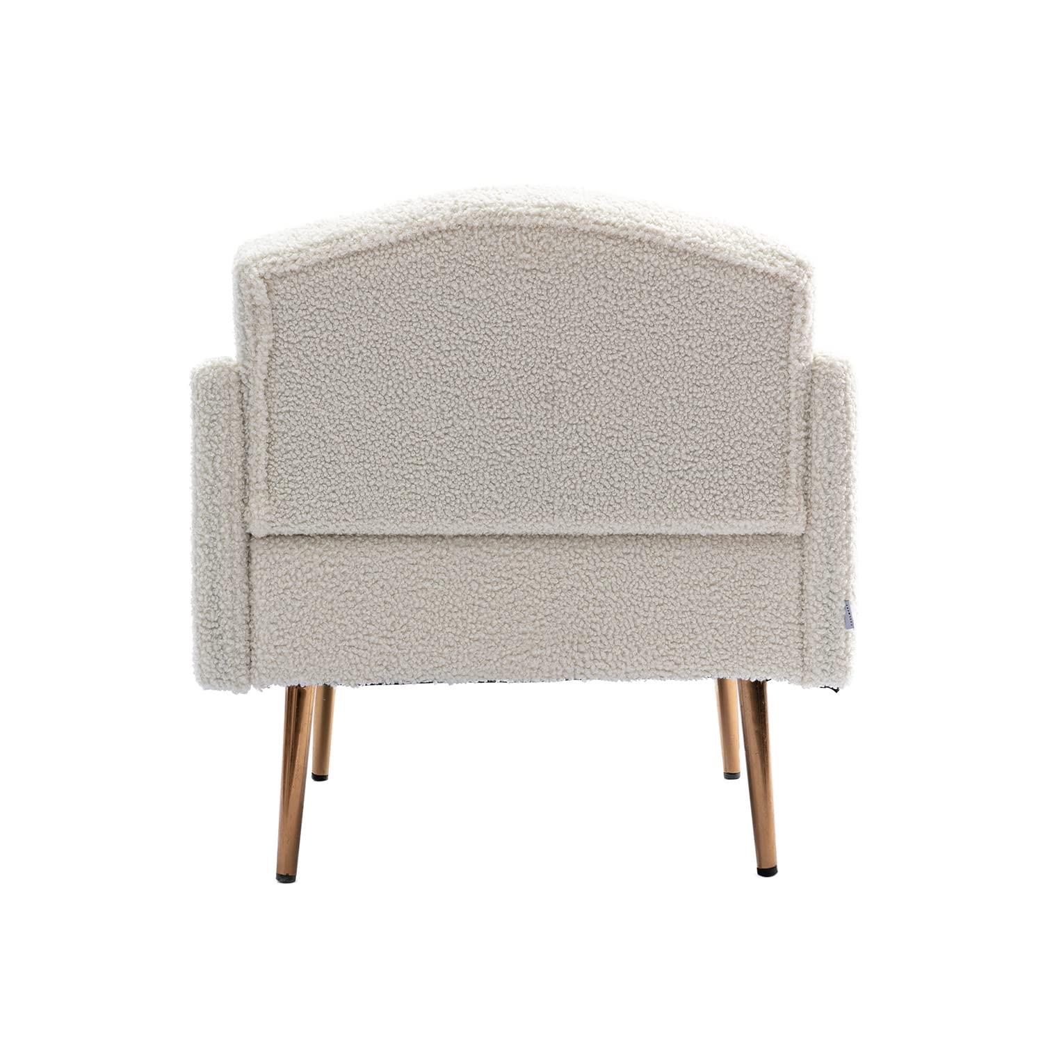 Olela Modern Accent Chair with Arms, Tufted Decorative Single Sofa Fabric Armchair with Gold Metal Legs, Upholstered Reading Chair for Living Room Bedroom Office (White - Fabric)