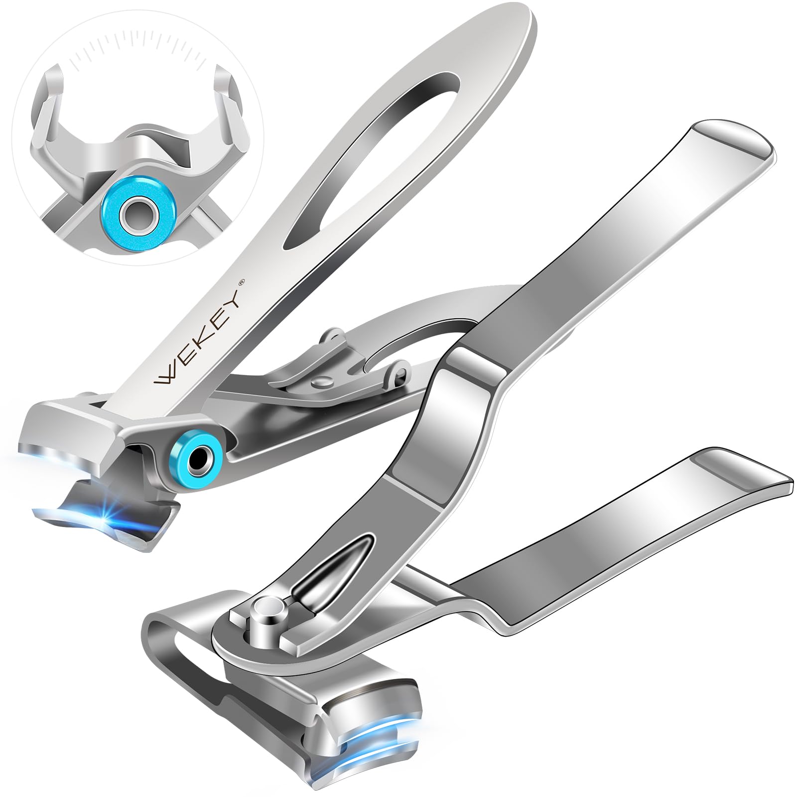 Nail Clippers for Men-Toe Nail Clipper for Thick Toenail &360 Degree Rotary Nail Clipper with Long Handle Easy Grip,Sturdy Sharp Heavy Duty Nail Clippers for Seniors with Nail File Cuticle Trimmer