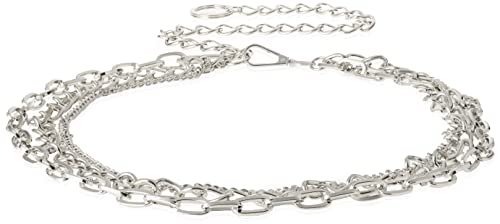 Steve Madden womens Steve Madden Women's Multi Chain Belt, Silver Belt, Silver, Small-Medium US